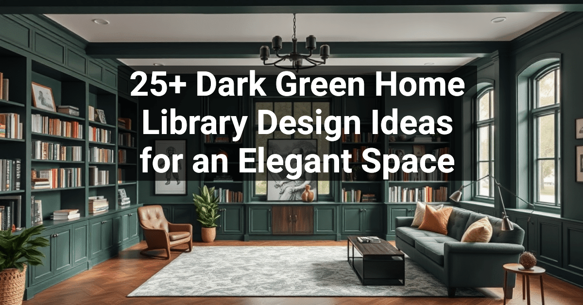 25+ Dark Green Home Library Design Ideas for an Elegant Space ...