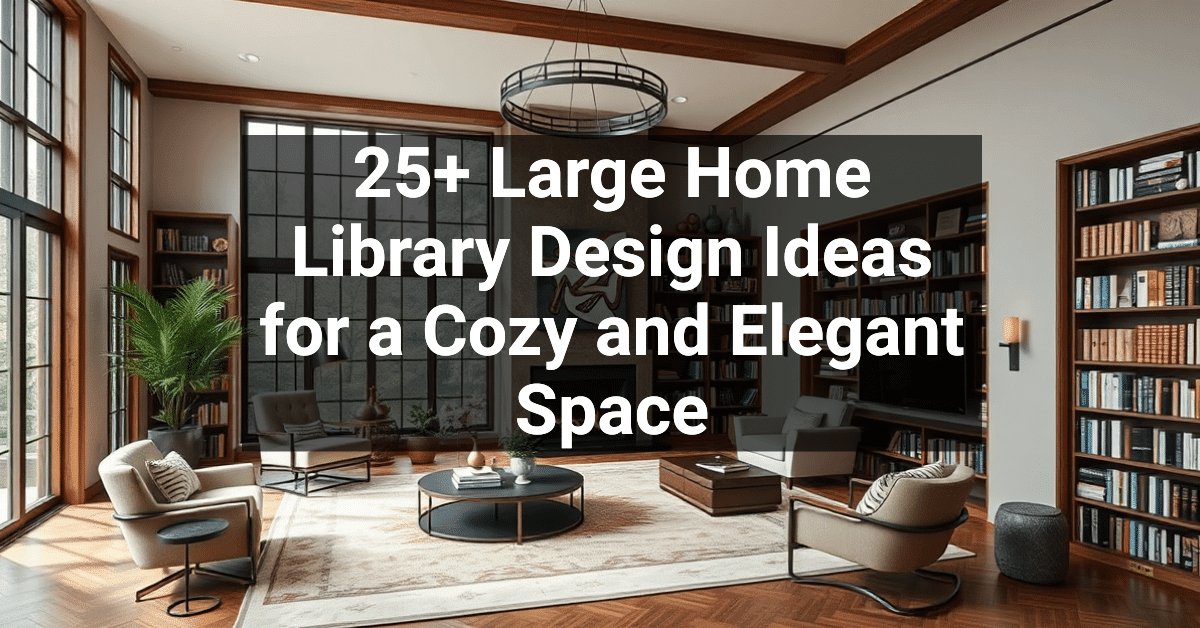 25+ Large Home Library Design Ideas for a Cozy and Elegant Space ...